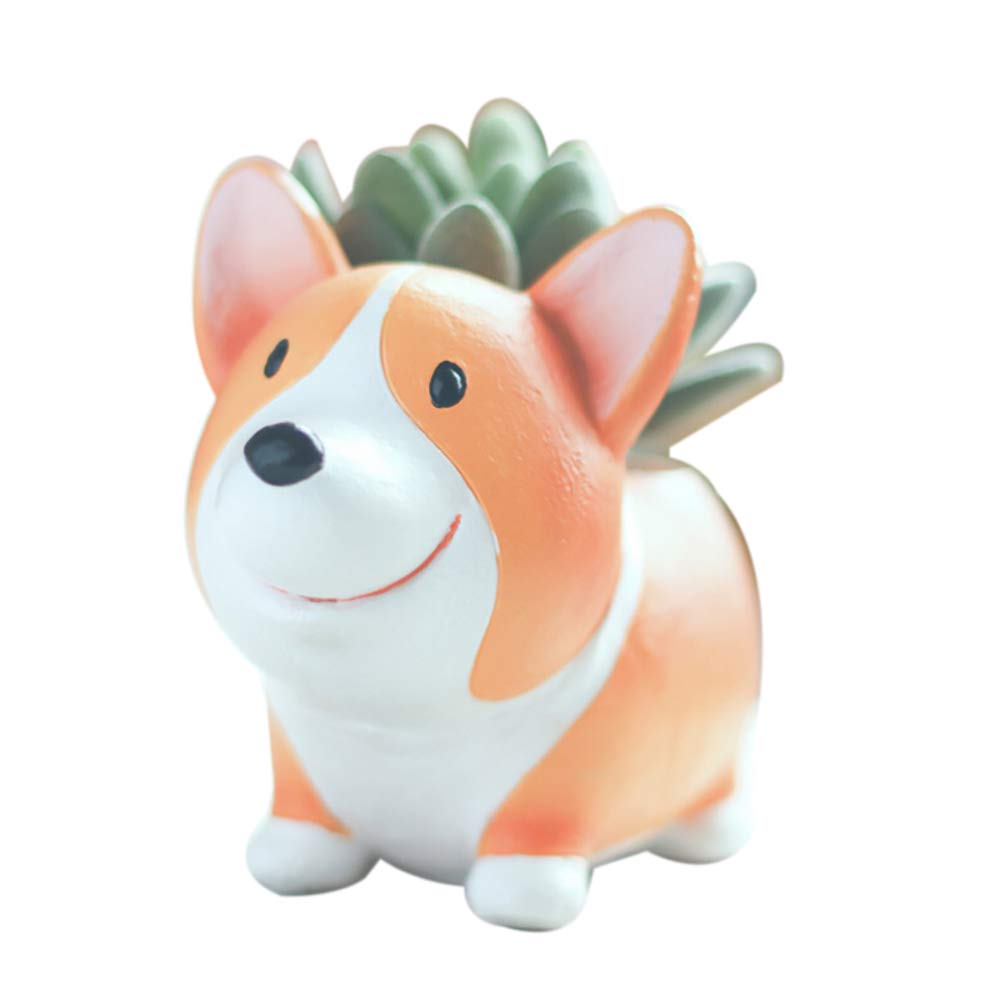 Messagee Creative Kawaii Corgi Resin Flower Pot Planter Garden Bonsai Succulent Plants Desk Flower Pot