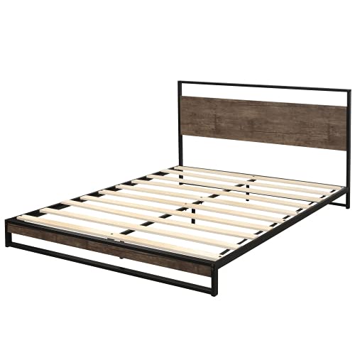 FUZOFUIZ Metal Queen Bed Frame with Wood Slats Support, Solid Construction,No Box Spring Needed, Easy Assembly