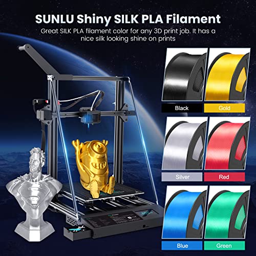 SUNLU Shiny Silk PLA Filament 1.75mm and PLA Meta Filament 1KG White,Smooth Silky Surface,Great Easy to Print for 3D Printers,Dimensional Accuracy +/- 0.02mm, Silk Light Gold + White 1KG