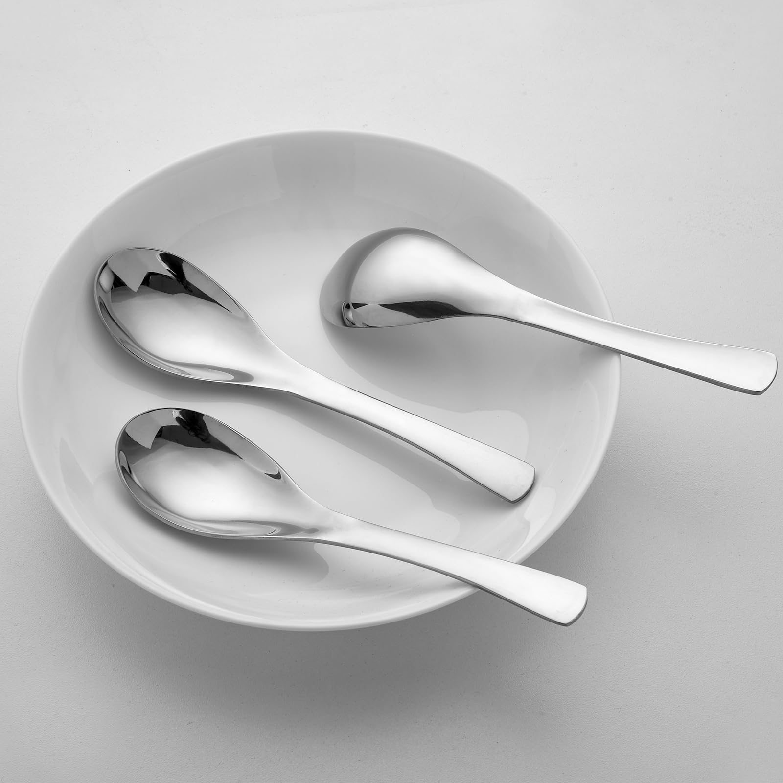 Soup Spoons High Grade Stainless Steel Soup Spoons, neheewin Table Spoons Thick Heavy-weight Ladle Spoons, Dishwasher Safe (Set of 5)