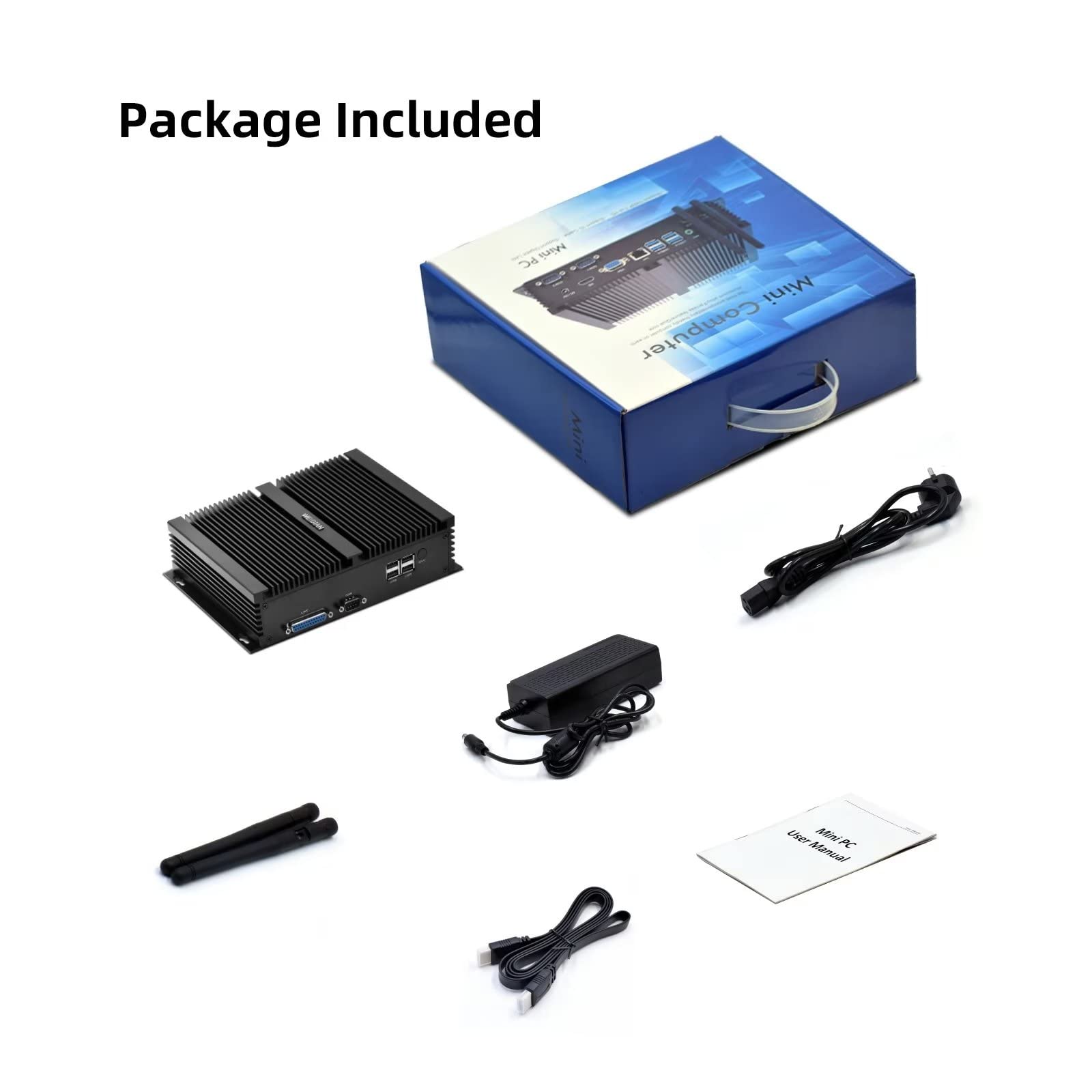 Mini Desktop Computer, Core i7-8550U, 32GB DDR4 RAM 1TB SSD, 4K@60Hz Triple Display HDMI, DP, EDP, Dual Gigabit Ethernet, 4USB2.0, 4USB3.0, 6RS232 COM, LPT port, Dual Band WiFi, Bluetooth4.2, Win11