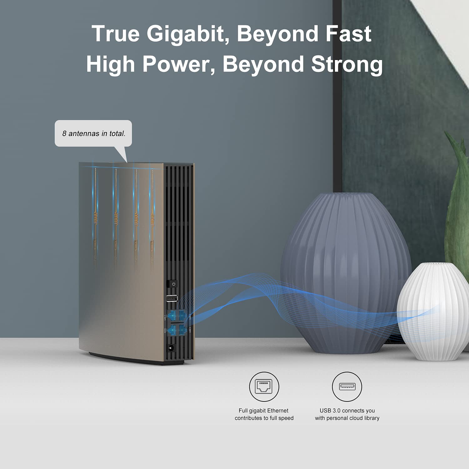 Wavlink AC 3200 Smart WiFi Router-Dual Band MU-MIMO Gigabit Wireless Internet Router to 3200 Mbps| Up to 2500 sq.ft Coverage & 100 Devices,Support Guest WiFi, Parental Control, QoS-Gold