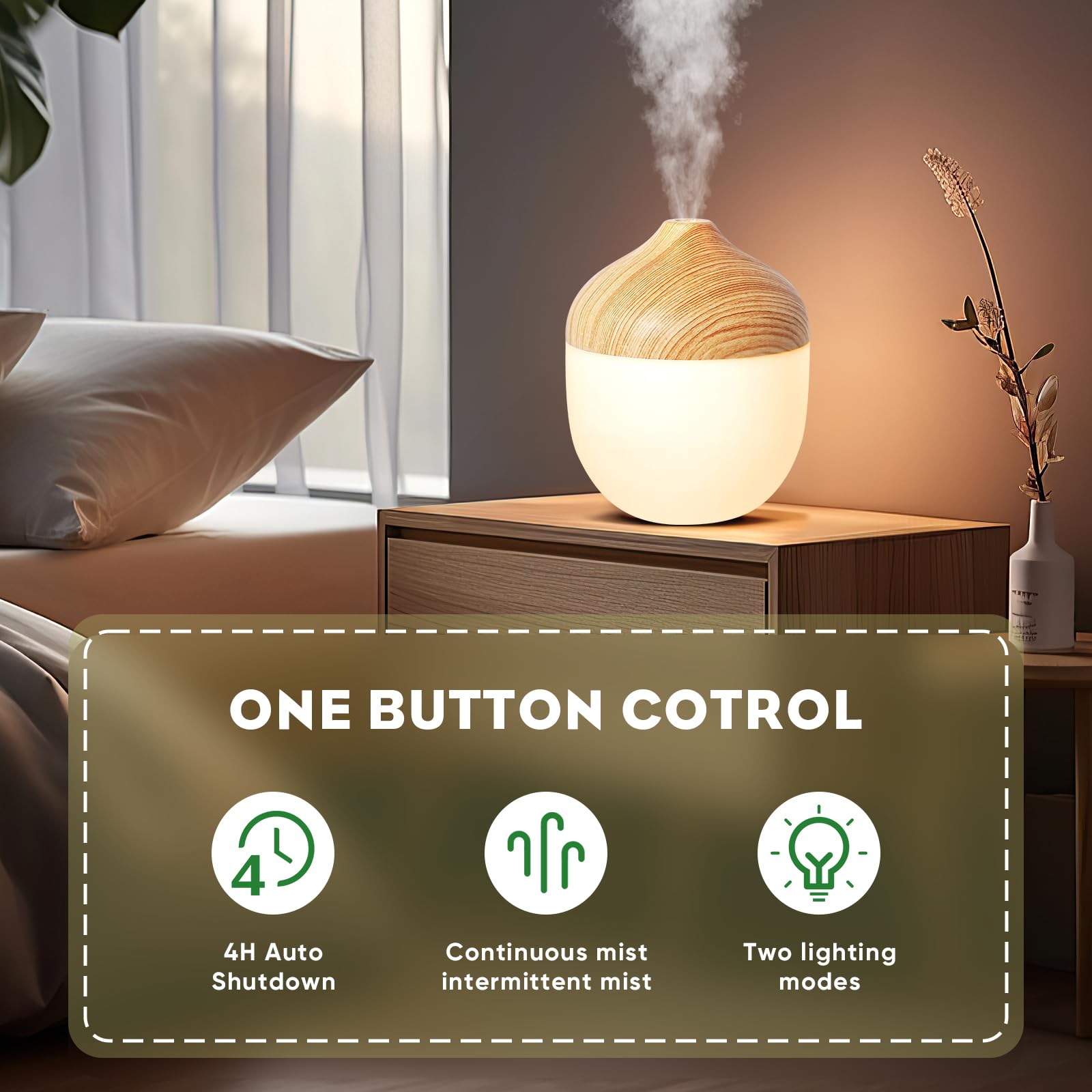 Small Humidifiers For Bedroom - 400ML Mini Desk Personal Humidifier, Portable Cool Mist Humidifiers For Room Baby Travel Plant Office Home, Super Quiet, Easy Clean, C