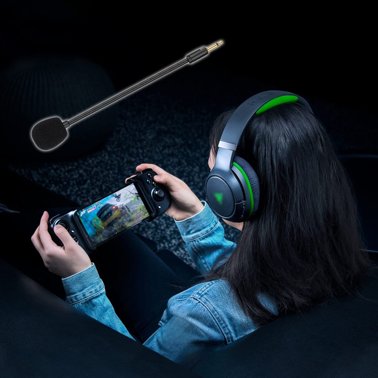 Microphone Replacement for Razer Kaira Pro Wireless Gaming Headset, Omnidirectional Detachable Mic Boom Works on Xbox One, Xbox Series X & S, PS5, PS4, PC, Mac