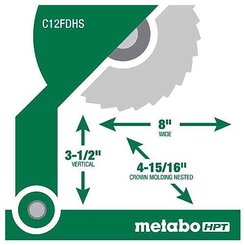 Metabo HPT 12-Inch Compound Miter Saw, Laser Marker System, Double Bevel, 15-Amp Motor, Tall Pivoting Aluminum Fence, 5 Year Warranty (C12FDHS)