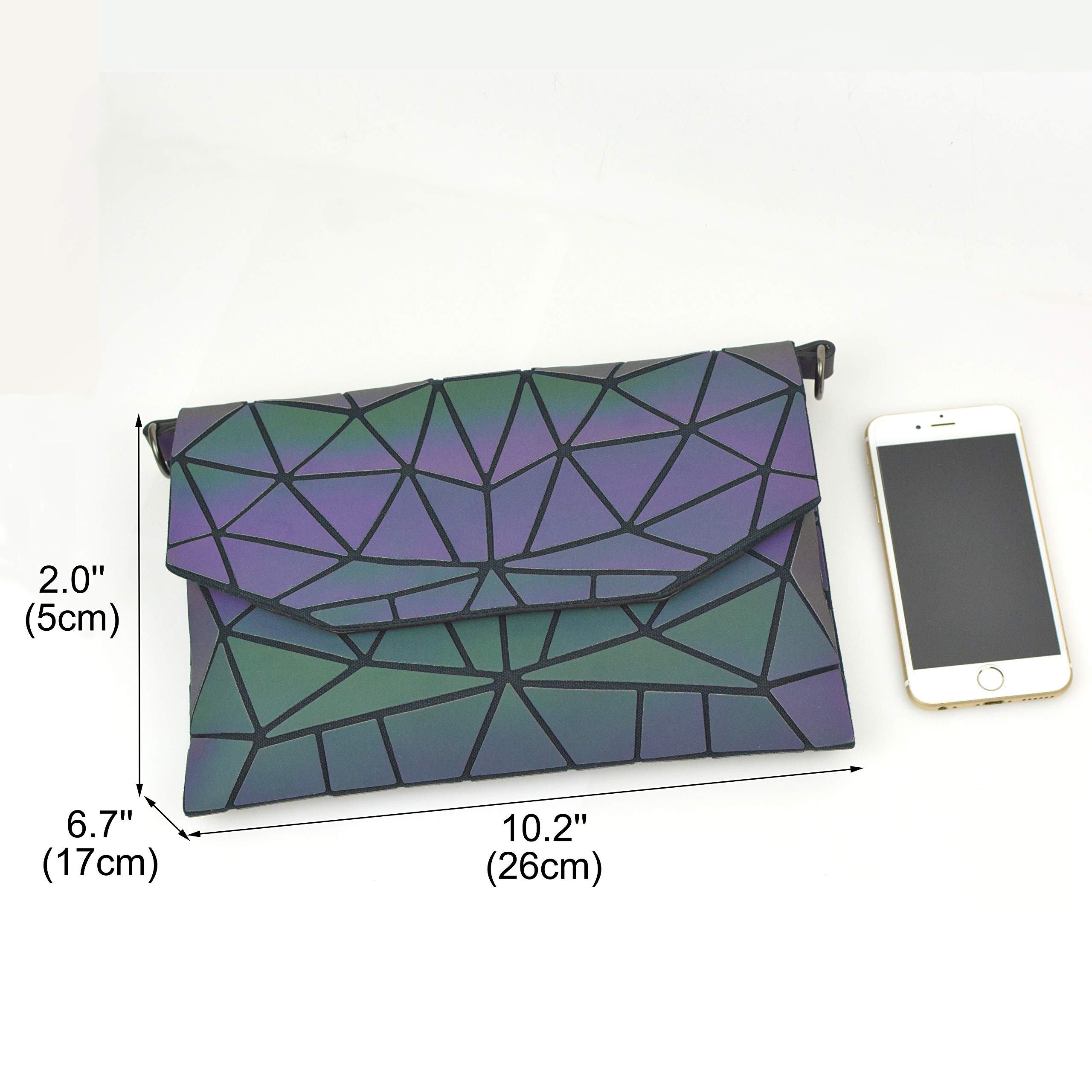 FZChenrry Geometric Purse Holographic Luminous Chain Crossbody Bag Clutch Purses for Women Handbag B04