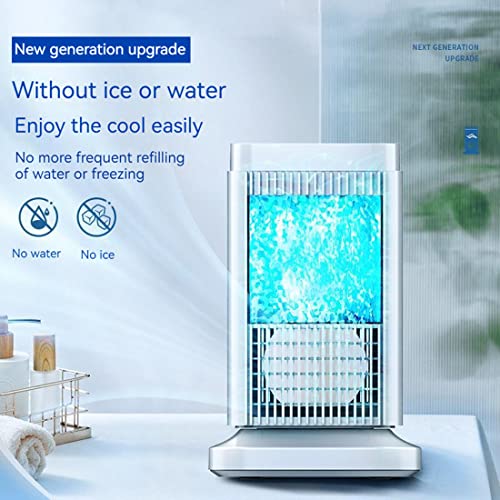 Portable Air Conditioner,Semiconductor Mini Air Conditioner 85W,With Water Stripe Aurora Night Light Personal Air Conditioner,Small AC Fan 4-Speed Silent for Desk,Home,Bedroom,Room,Office,Travel-White