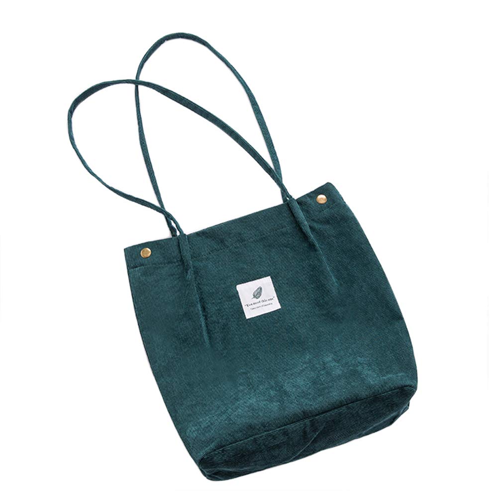 GuaziV Canvas Tote Bag Zipper School Shoulder Bag (Green)