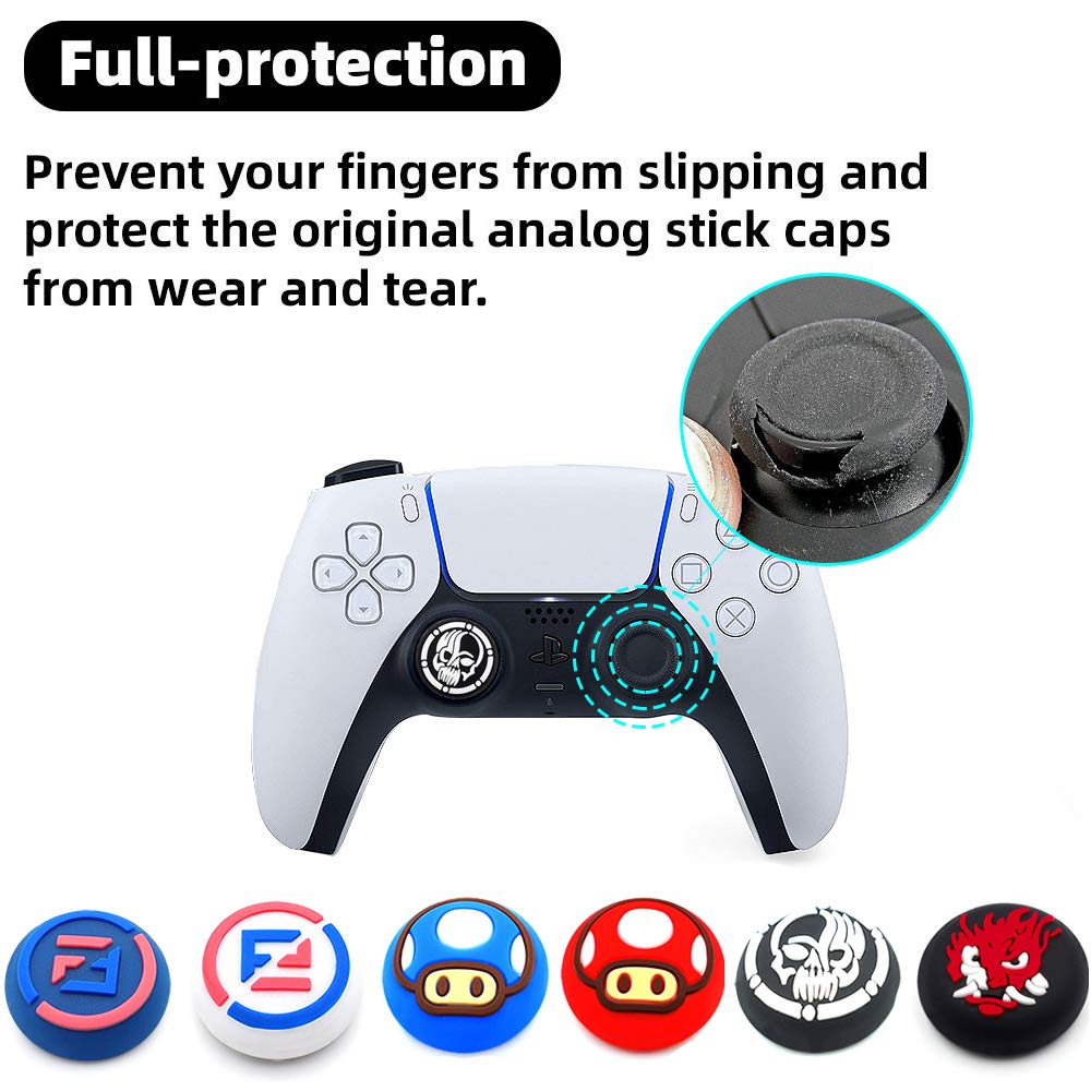 FXICAI Thumb Grip Caps Compatible with PS5/Xbox Series X/S/Xbox 360/PS4/PS3/Nintendo Switch Pro Controller, Soft Non-Slip Silicone Joystick Cover (4Pcs)