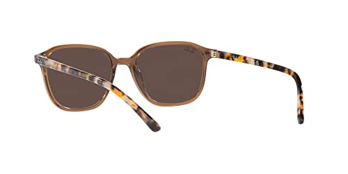 Ray-Ban RB2193F Leonard Low Bridge Fit Square Sunglasses, Transparent Brown/Light Brown Mirrored Gold, 55 mm