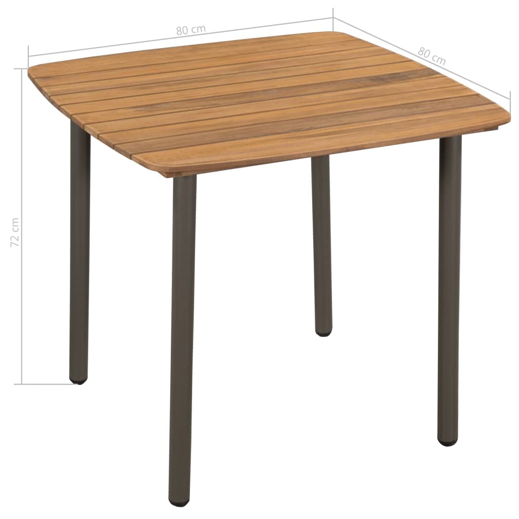 vidaXL 5-Piece Patio Dining Set with Solid Acacia Wood and Steel - Rustic Garden Terrace Outdoor Furniture with Stackable Chairs and Square Table