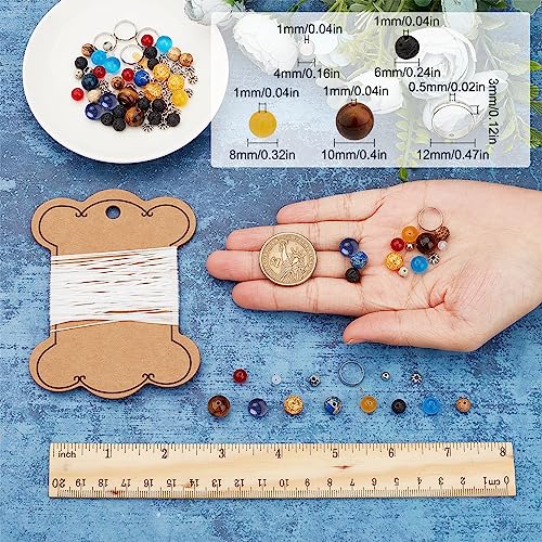 SUNNYCLUE 1 Box 300+Pcs DIY 10 Sets Solar System Bracelets Kit Universe Galaxy The Nine Guardian Planets Beading Bracelet Necklace Tiger Eye Bead Natural Gemstone Beads for Jewelry Making Kits Craft