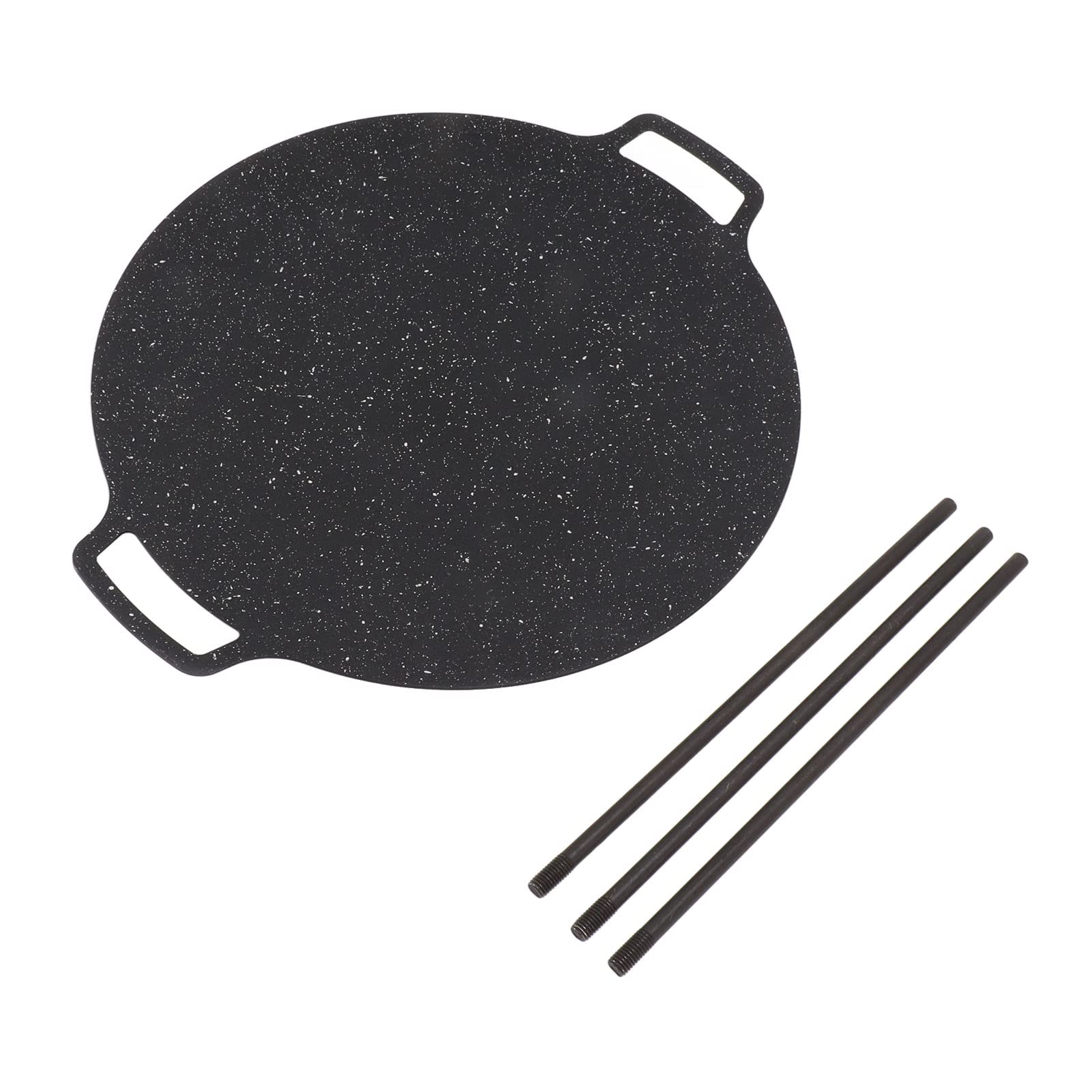 Round BBQ Grill Pan Prevent Stick 6 Layer Coating Handles Medical Stone Barbecue Plate Fast Thermal Conductivity Stable Support for Stove Oven Outdoors (41CM)