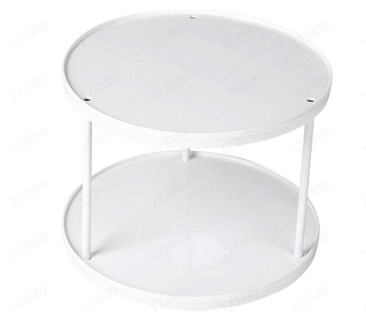 Rotation Rotating Kitchen Two Layer Multifunctional Combination Shelf Cosmetics Storage Rack Large Glass Storage Containers (White, One Size)