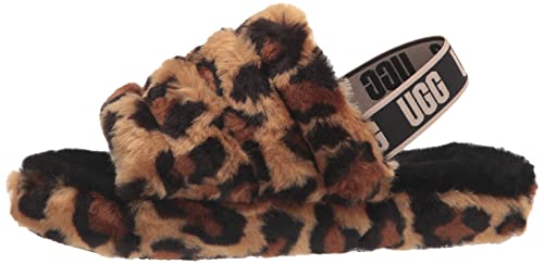UGG Girls K Fluff Yeah Slide Spotty Slipper, Natural, 4 Big Kid