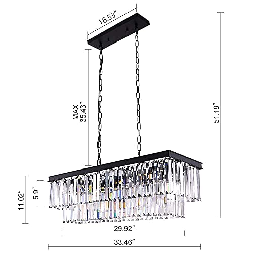 Wellmet Crystal Chandelier, Contemporary Modern Chandeliers Adjustable for Living Room, Dining Room, Pool Table Light, Kitchen Island Lighting