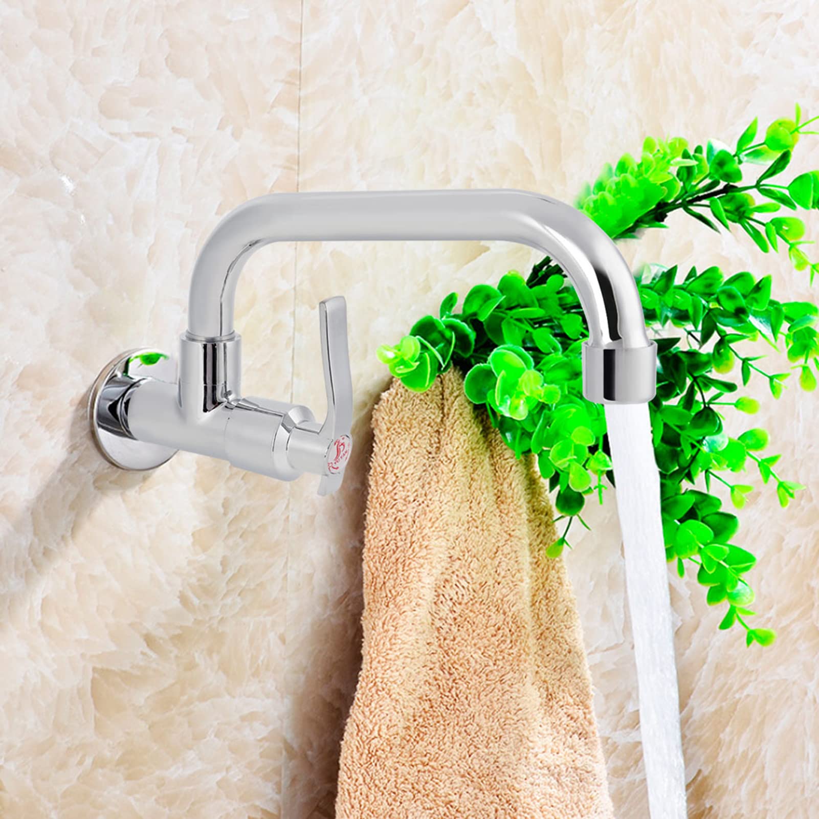 G1/2in Wall Mounted Single Cold Water Tap, Kitchen Tap Sink Water Faucet for Home Kitchen Use(LQ-3092 25cm)