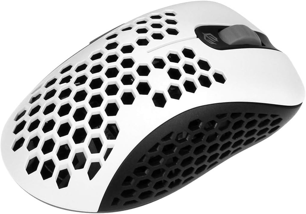 Gwolves Skoll Mini SK-S White 50g Ultralight Weight Honeycomb Design Ergonomic Wired Gaming Mouse with 3389 Sensor - PTFE Skates - 16,000DPI - Detachable Cable (White) (Small)