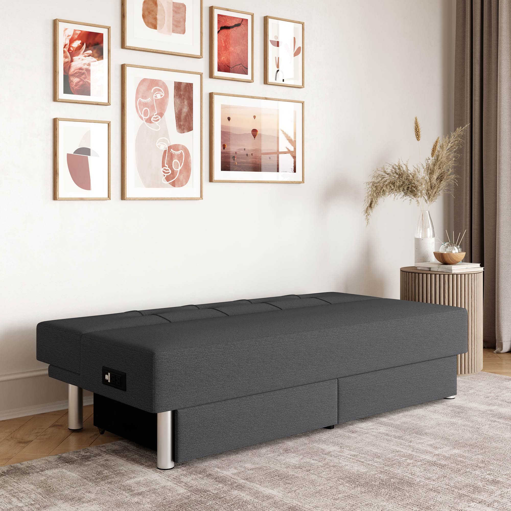 Serta Walton Convertible Sofa Sleeper Microfiber, Charcoal