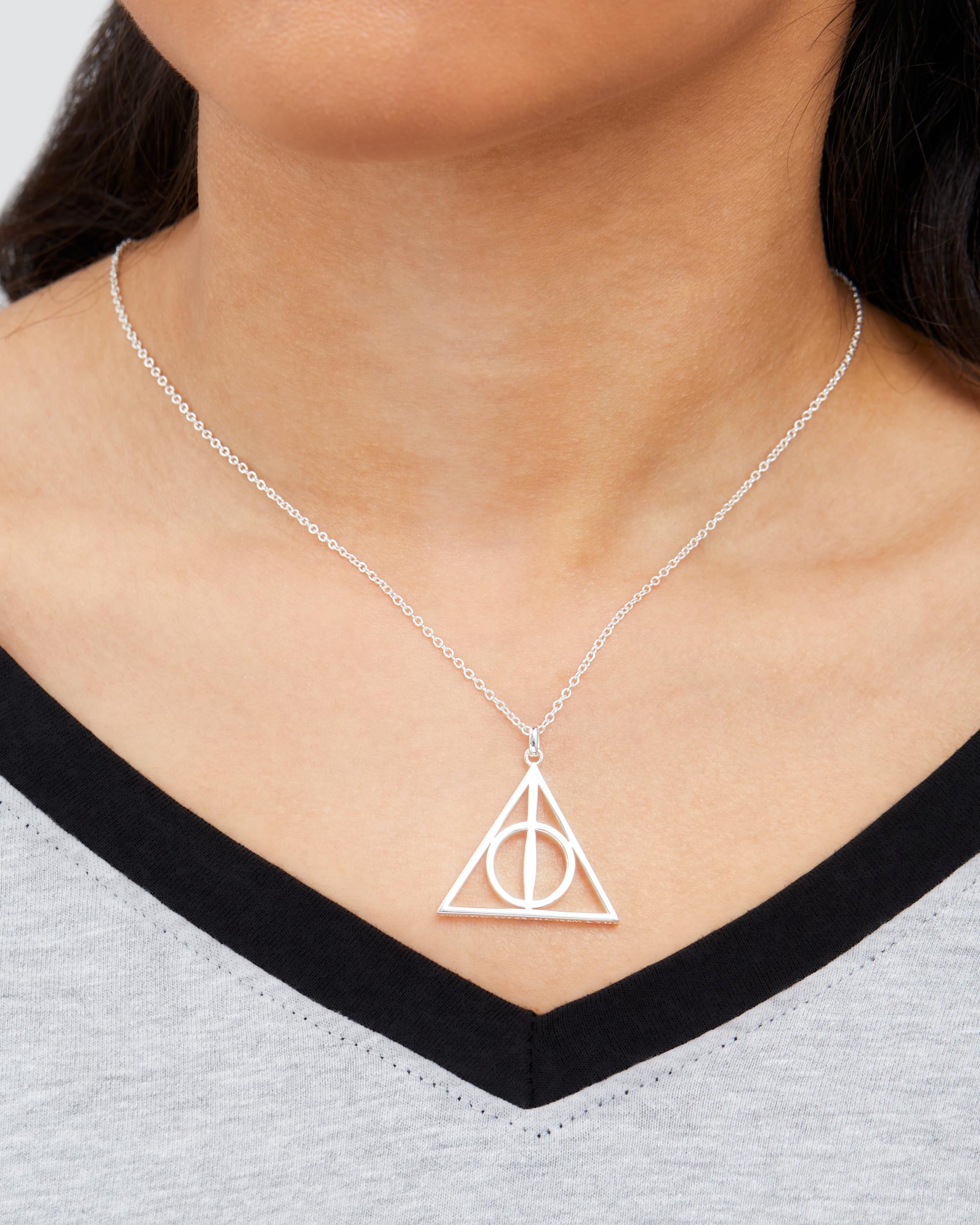 Harry Potter Womens Deathly Hallows Necklace - 18-inch Chain Necklace for Women Jewelry