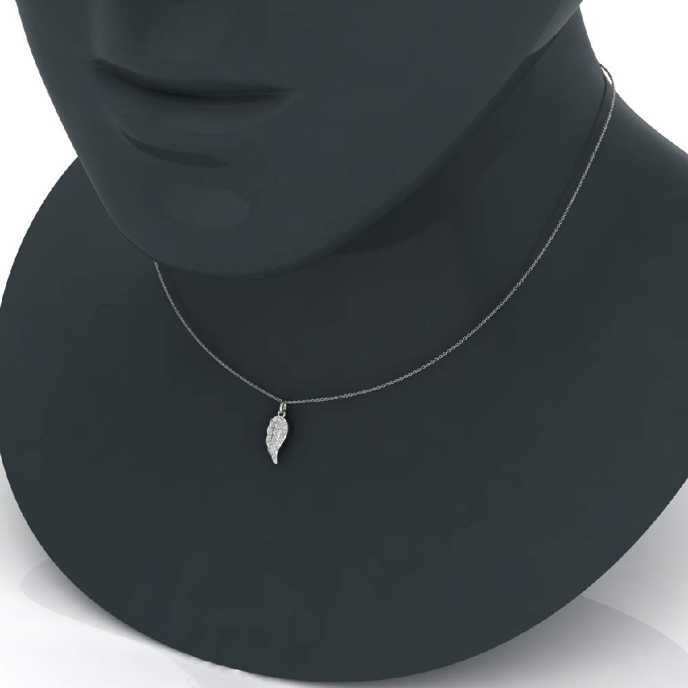 Glitz Design Angel Wing Diamond Pendant Necklace for Women with 20'' gold chain 14K White Gold Charm (G,I1)