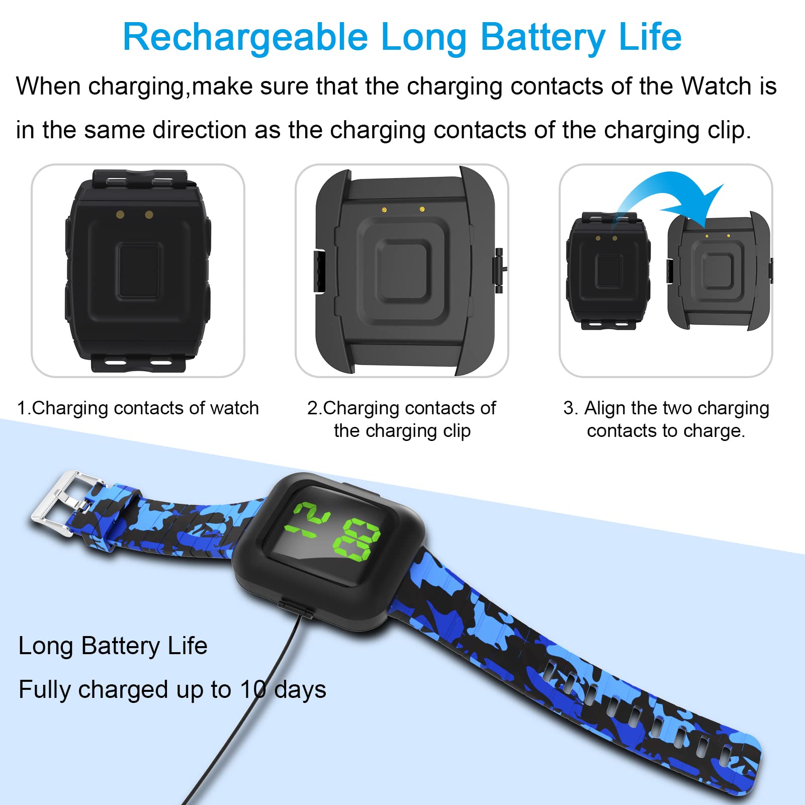 Premium Potty Training Timer Watch, with Countdown Timer - Water Resistant, Rechargeable, Easy to Wear and Set-Up, Smart Sensor, for Babies, Toddlers and Kids Potty and Toilet Training Watch (Blue)