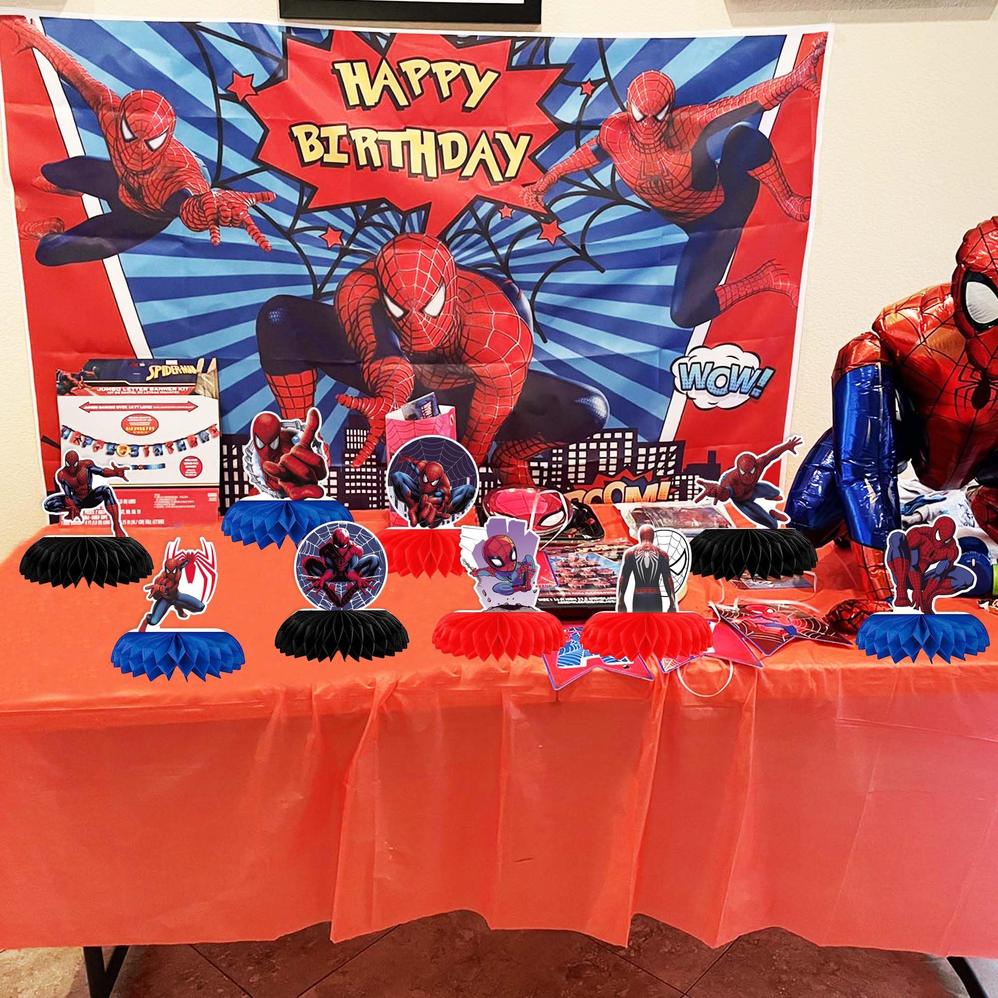 Spider Birthday Decorations, 9pcs Spider Honeycomb Centerpiece Table Decorations, 3D Double Side Birthday Decorations for Spider Birthday Table Topper Sign Decor