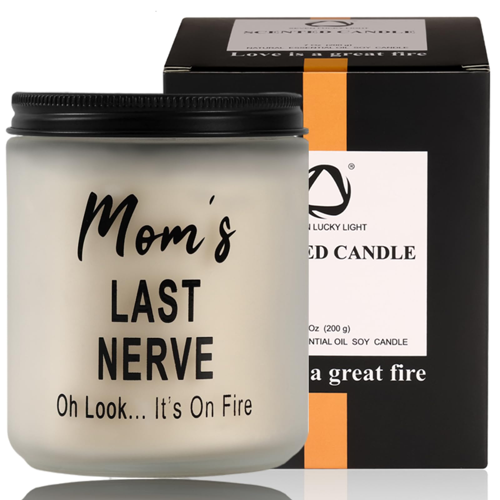 SEVEN LUCKY LIGHT Sandalwood Candles Gifts for Husband Boyfriend 48 hrs Clean Burning Soy Candles 7 Oz White Jar Candle