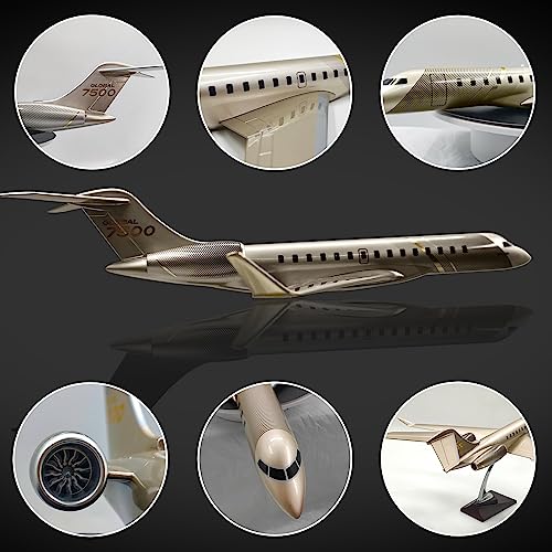 YQNUCO 1:72 Large Model Jet Airplane, Global 7500 Plane Model Resin Aircraft Model for Office Home Desk Decor and Aircraft Enthusiasts Collection or Gift (9x19.7inch)