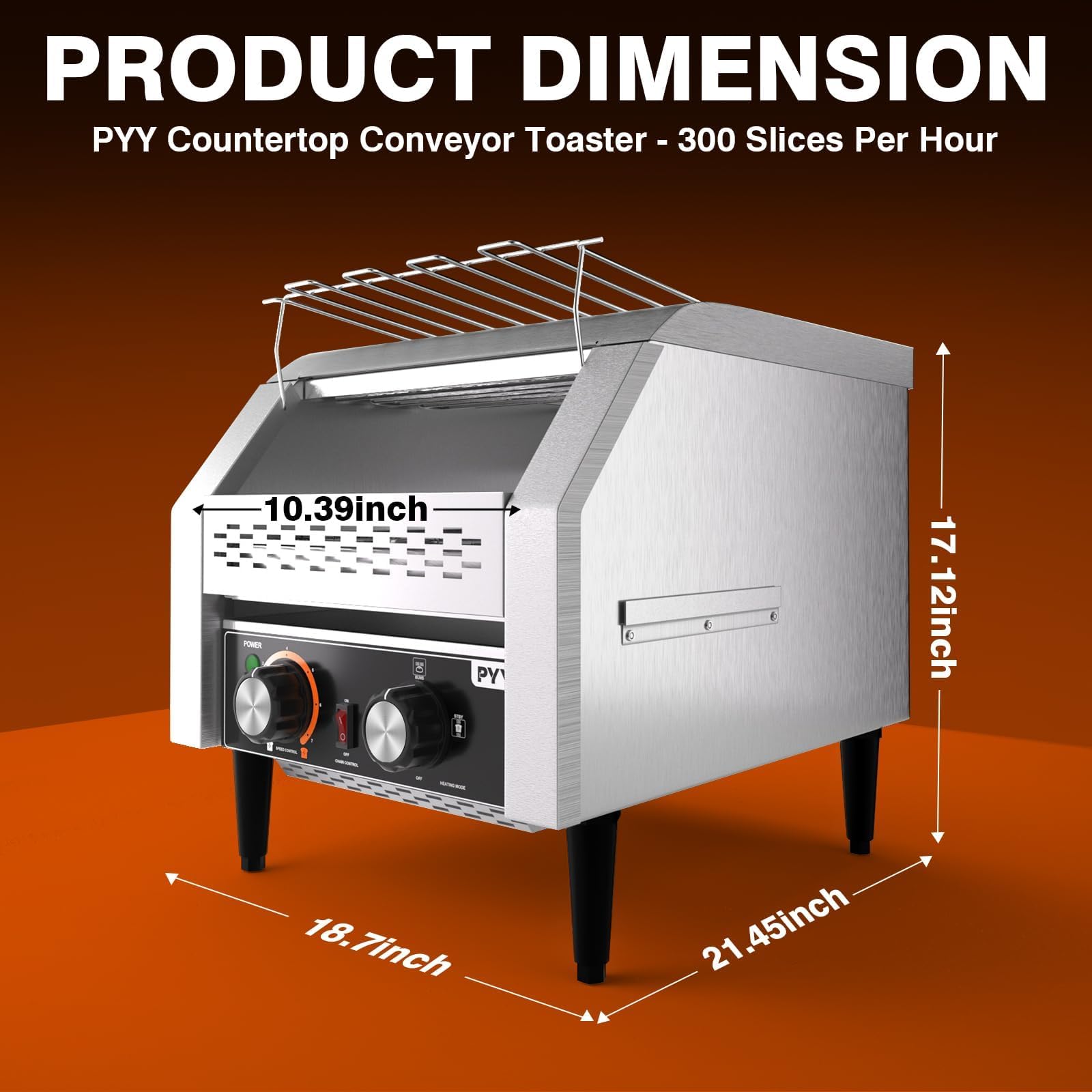 PYY Commercial Conveyor Toaster 300 Slices - Stainless Steel Commercial Toaster for Restaurant School, 1800Watt