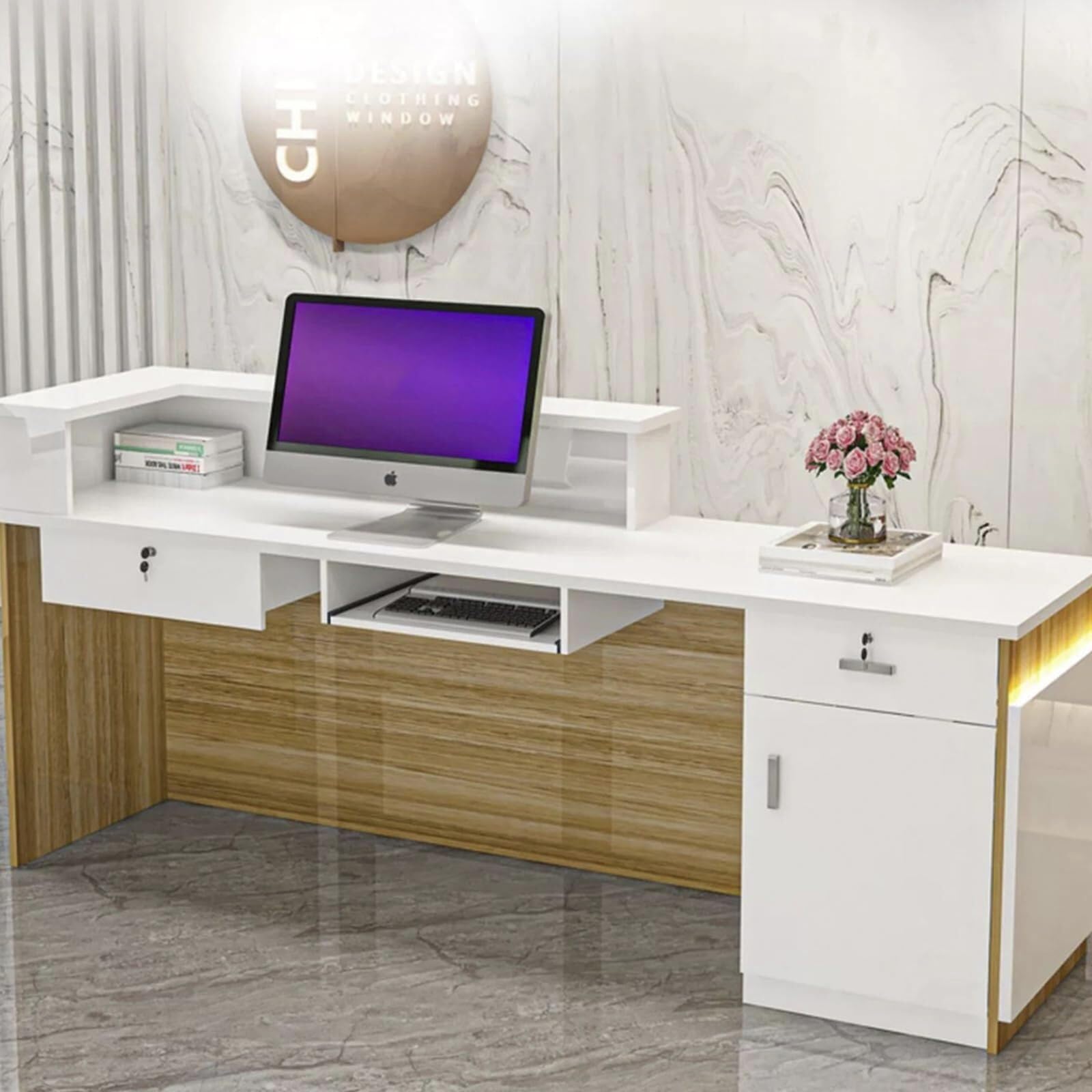 Sohodoo Ergonomically Designed Service Desk - Crafted from Quality Wood, Suitable for Lobbies and Retail Environments(C,120 cm x 60 cm x 100 cm)