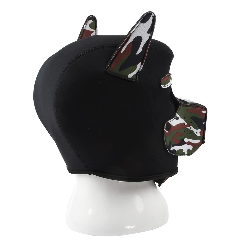 Neoprene Dog Full Face Puppy Mask with Removable Pup Hood - Comfortable and Durable Design (A-Green)