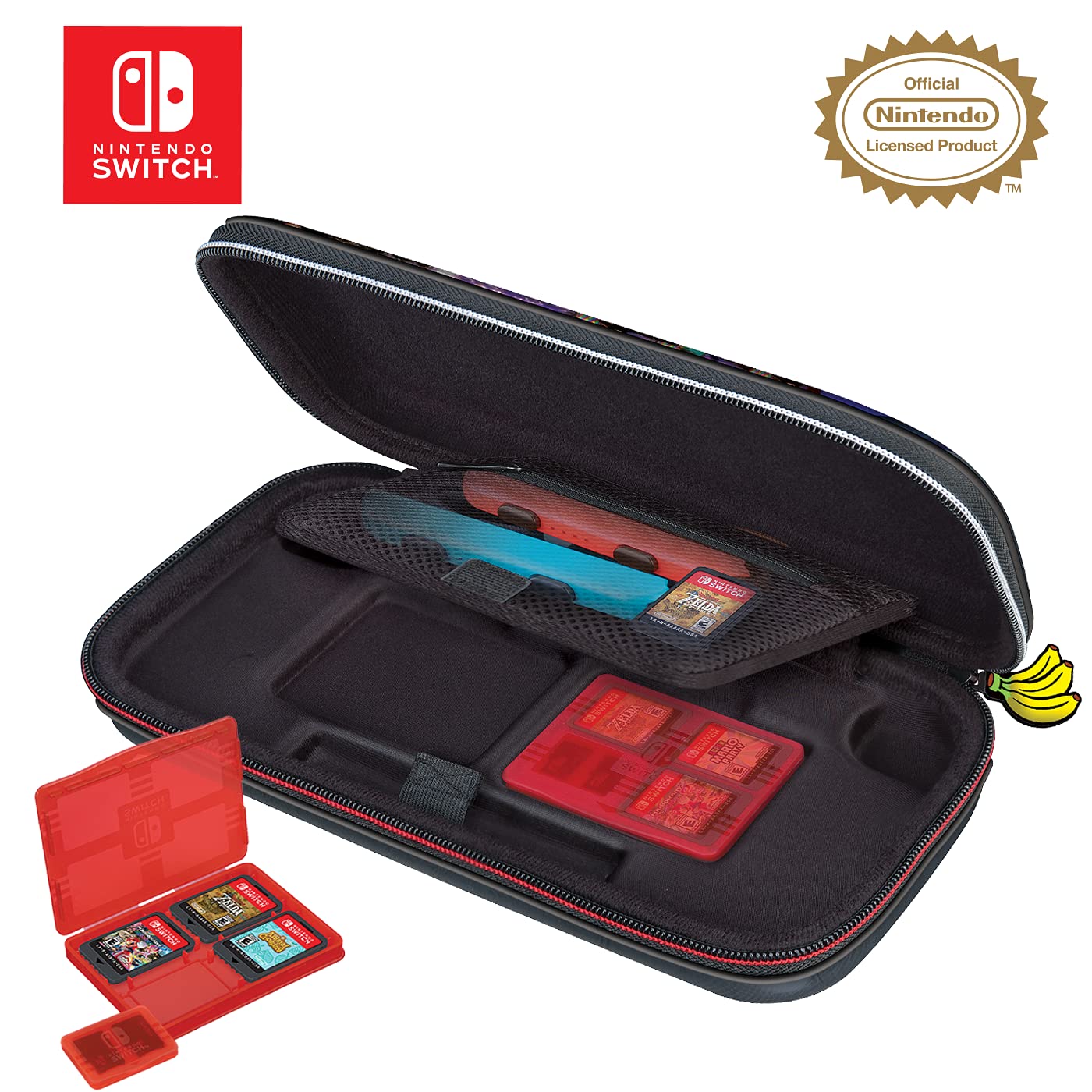 Game Traveler Donkey Kong Nintendo Switch Case - Switch OLED Case for Switch OLED & Original Switch, Adjustable Viewing Stand & Bonus Game Cases, Deluxe Handle, Licensed Nintendo Switch Game case