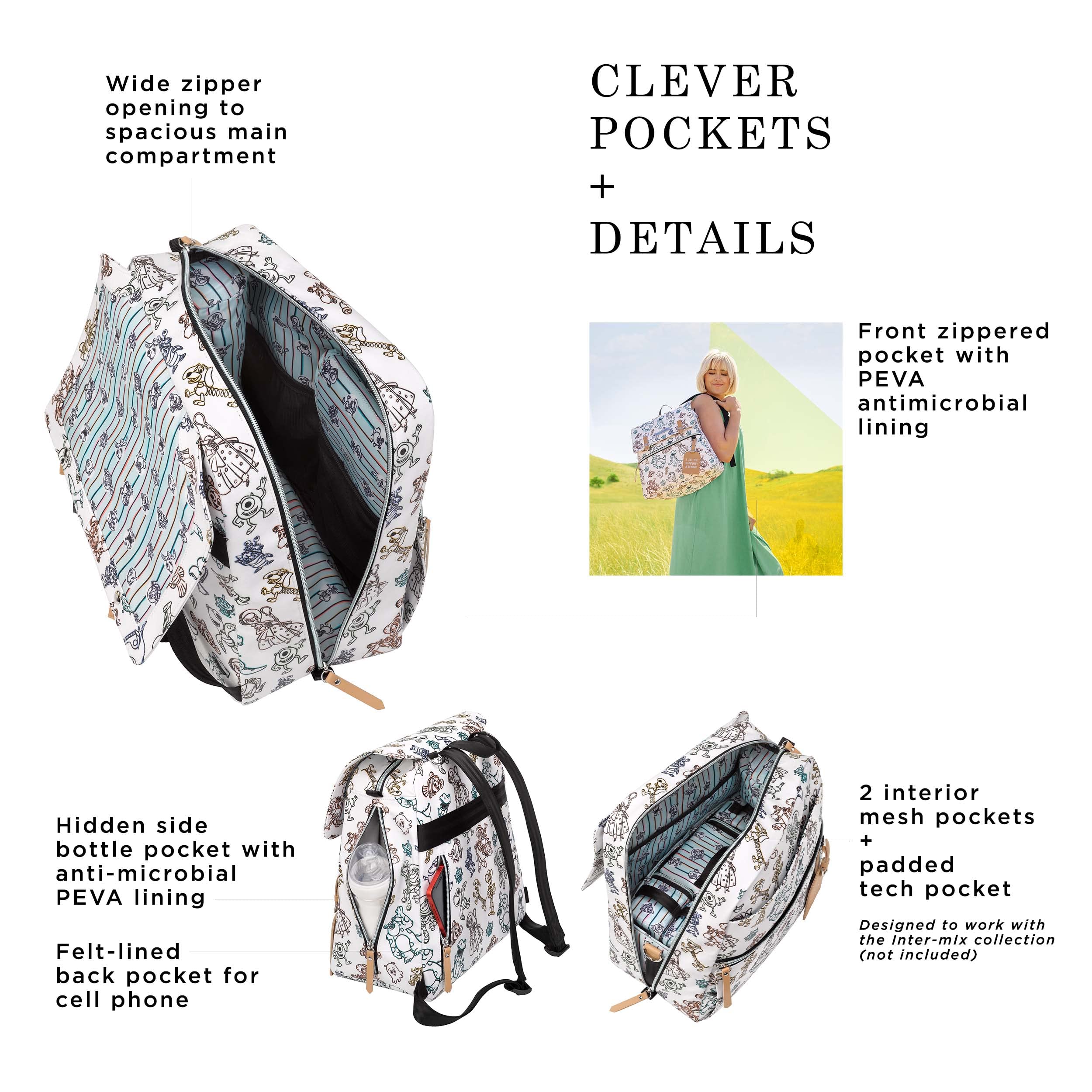 Petunia Pickle Bottom Meta Backpack, Pixar Playday, Unisex, Laptop Backpack, Stylish, Spacious, Diaper Bag, Backpack Organizer, Easy to Clean, Carry