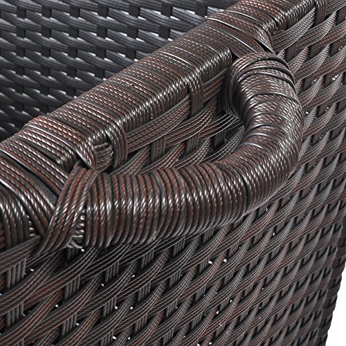Outdoor Patio Wicker Storage Container Deck Box made of Antirust Aluminum Frames and Resin Rattan, 86-Gallon (Brown) (Large, Brown)