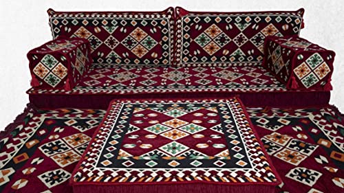 Maroon Arabic Majlis Floor sofa, Floor couch, Loveseats,Floor seating sofa,Ethnic sofa, Hookah Lounge,Ottoman Couch,Arabic Couch,Arabic sofa