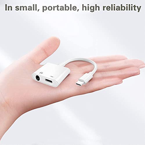 USB C to 3.5mm Headphone and Charger Adapter,2 in 1 USB C to Aux Audio Jack with PD Fast Charging Dongle Cable Cord,Compatible Galaxy S22/S21/S20/S20+ Ultra,Note 20/10,Pixel 6/5/4/3 XL [White]