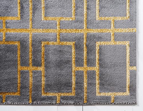 Rugs.com Marilyn Monroe™ Glam Trellis Collection Rug – 5' x 8' Gray Gold Medium Rug Perfect for Bedrooms, Dining Rooms, Living Rooms