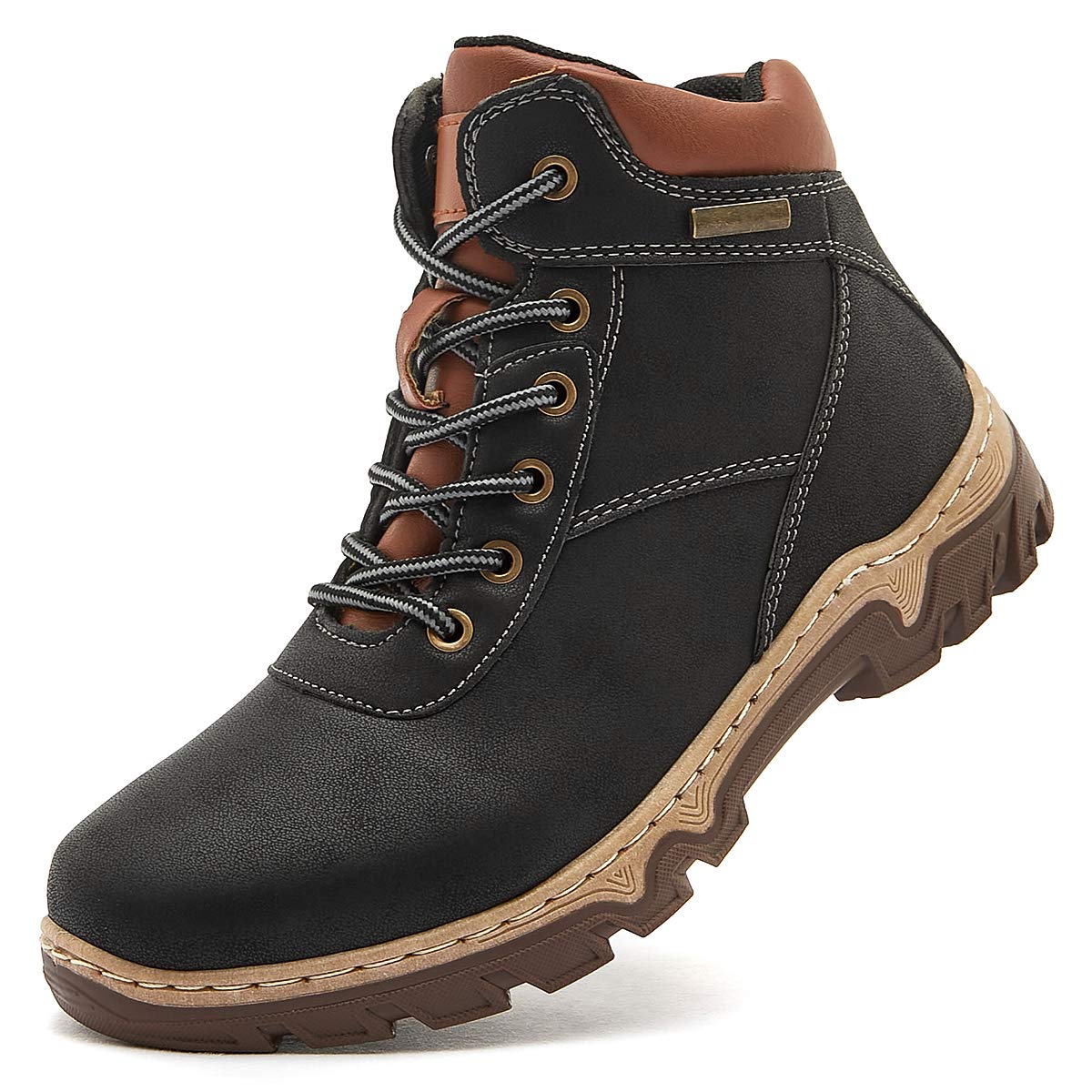 hash bubbie Women Mid Hiking Boots Outdoor Non Slip Water Resistant Backpacking Trekking Walking Trails(Grey Black.US10)