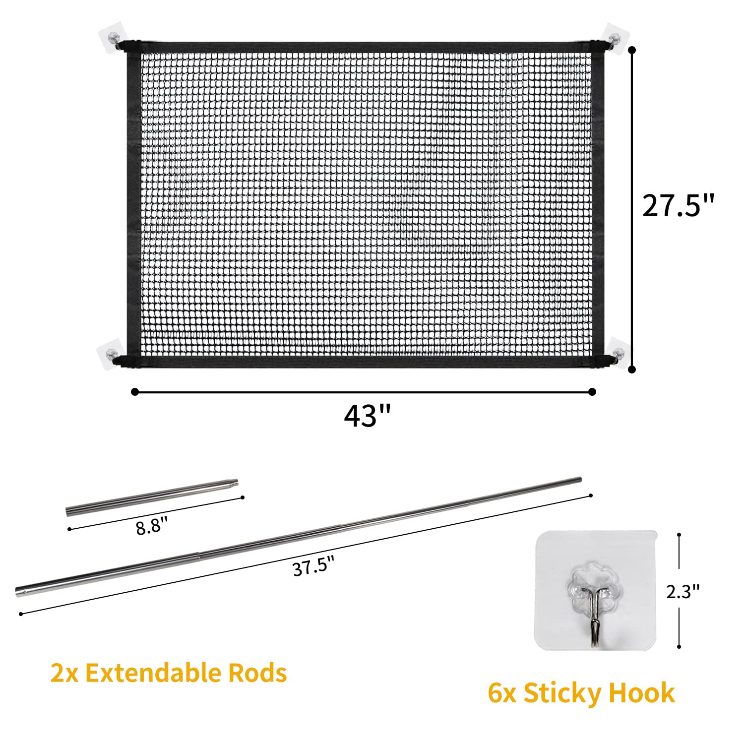 Pet Gate, 43" x 27.5" Baby Gate,Magic Gate Portable Folding Mesh Gate Safe Guard Isolated, Indoor and Outdoor Safety Gate