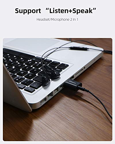 Hagibis USB External Sound Card Adapter 2 in 1 USB to 3.5mm Headphone and Microphone Jack Audio Adapter Mic Stereo Sound Card for Windows, Mac, Linux, PC, Laptops, Desktops, PS4, PS5 (Black)