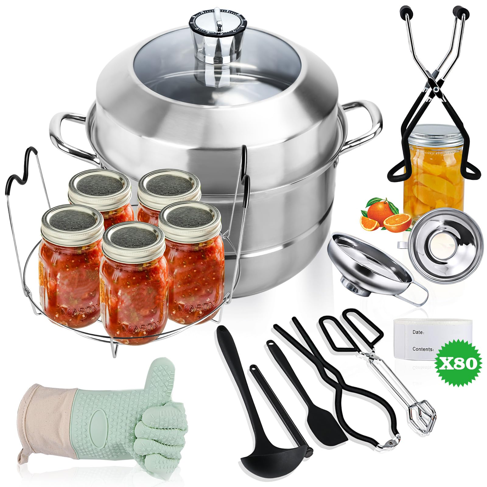 Vigamimn Canning Pot-Canning supplies starter kit, Stainless Steel Canning Tool Kit, Water bath canner with rack for canning