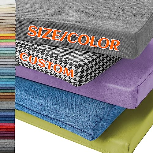 RULAER Custom Bench Cushions,Patio Bench Cushion for Indoor Outdoor Furniture 70D Thickened Non-Slip Seat Cushions Durable Two Piping Waterproof Chair Pads(100+ Color,Custom Size)