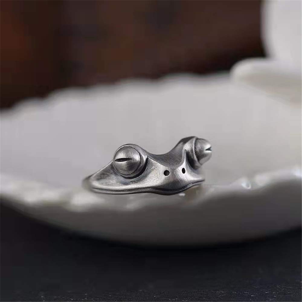 gootrades 2pcs Retro Frog Rings,Unisex Alloy Frog Open Adjustable Couples Rings,Animal Engagement Ring Finger Ring (2pcs Silver)