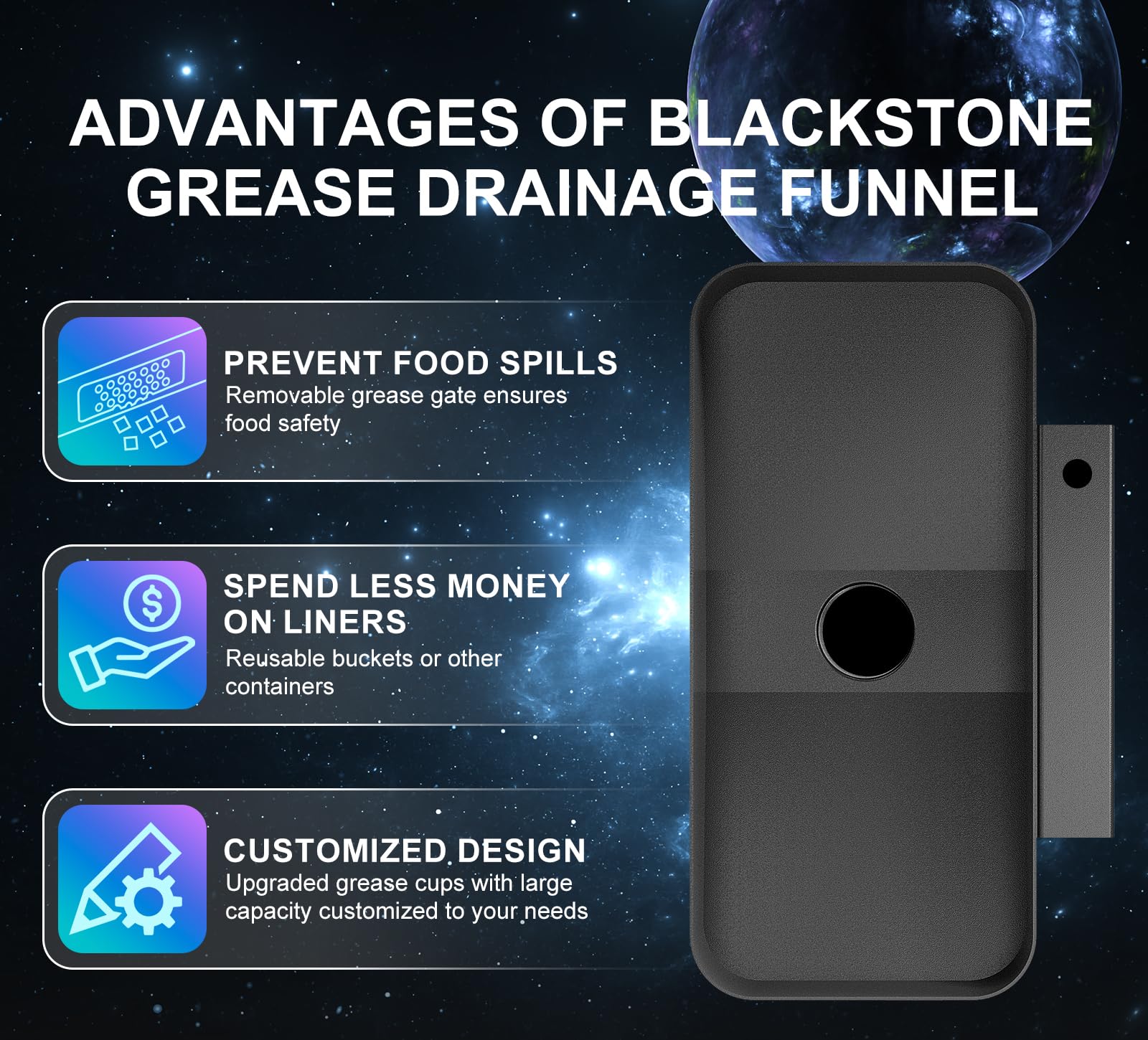 Upgrade Rear Blackstone Grease Catcher,Blackstone Grease Trap with Separate Magnetic Grease Gate for Blackstone,Innovative Blackstone Griddle Accessories,Compatible with Blackstone 36"