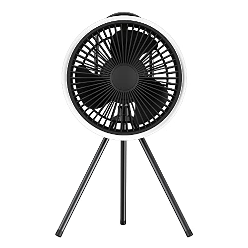 PINSAI Camping Fan, Tent Fans for camping with lights,Portable Camping Fan with LED Lantern, USB Desk Fan with Hanging Hook for Tent,Car