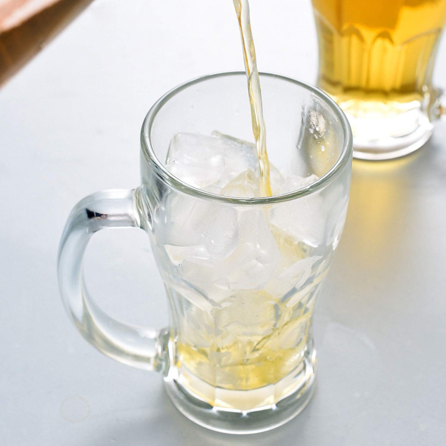 QAPPDA Beer Mugs Set,Glass Mugs With Handle 18oz,Large Beer Glasses For Freezer,Beer Cups Drinking Glasses 520ml,Pub Drinking Mugs Stein Water Cups For Bar,Alcohol,Beverages Set of 8…