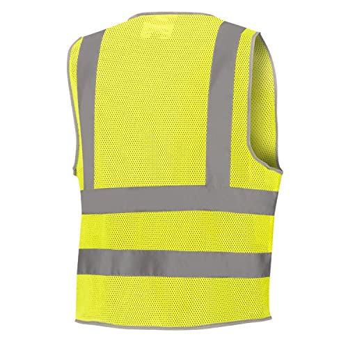Pioneer Safety Vest for Men β Hi Vis Reflective Mesh Neon with 8 Pockets, Zipper Closure for Construction, Traffic, Security Work β Orange, Yellow/Green, V1025260U