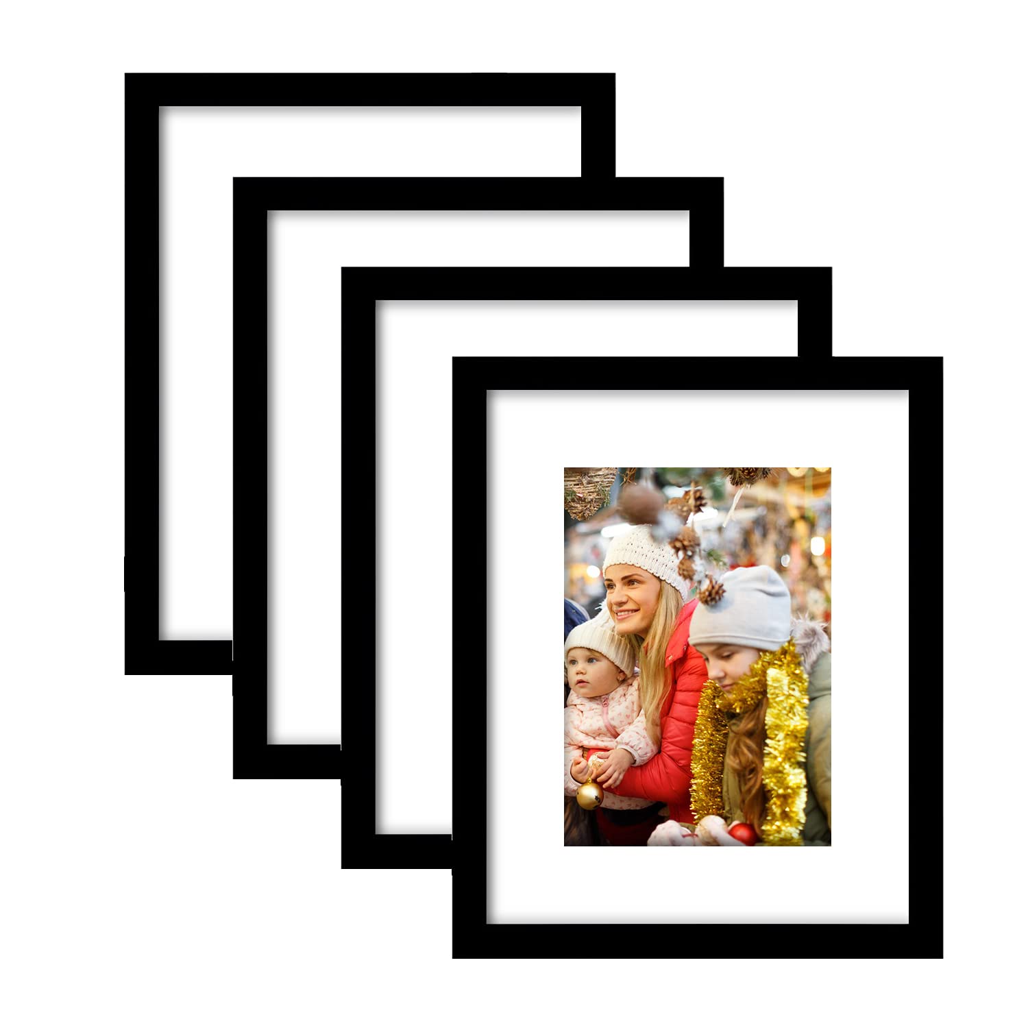 Fsinnsuzi 11x14 Picture Frame Set of 3, Display Pictures 8x10 with Mat or 11x14 Without Mat, Wall Gallery Photo Frames, Black