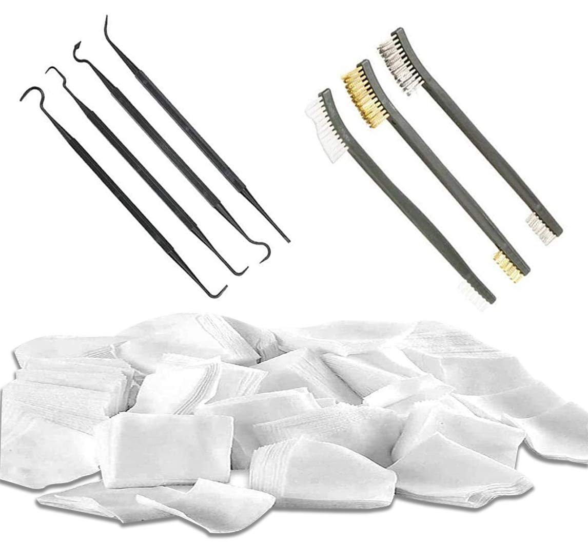 GOTICAL Combo of 3 - Gun Cleaning Patch.38-.45 Caliber/.410-20-gauge Caliber (500 Pieces) with 4pcs Nylon Pick Set and 3pcs/Set Brush Cleaning Kit for Hunting…